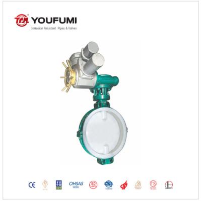 China Electric CF8 PTFE Lined Butterfly Valve Flanged Style Fluorine Chemical use for sale