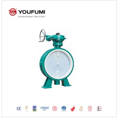 China Flanged Type WCB PTFE Lined Butterfly Valve 100mm Power Plant use for sale