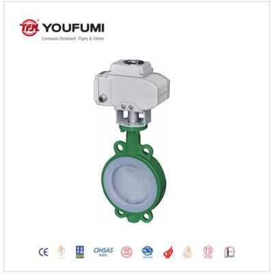 China DIN Standard PTFE Lined Butterfly Valve ASTM A395 Wafer Style Caustic Soda Use for sale