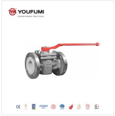 China 2 Way Full Lined PFA Lined Plug Valve High Pressure For Silicone Chemical for sale
