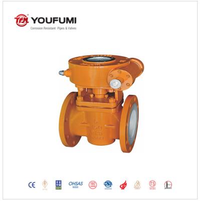 China Manual PFA Lined Plug Type Control Valve Chemical Use Corrosion-Proof for sale