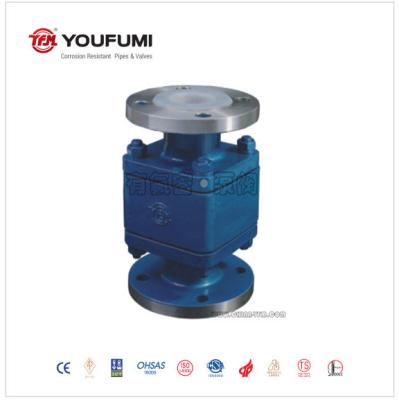 China Stainless Steel PFA Lined Ball Check Valve PN16 Anticorrosion With Vertical Lift for sale