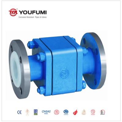 China WCB PFA Lined Check Valve Ball Type Chlor Corrosion Resistant Alkali Use for sale