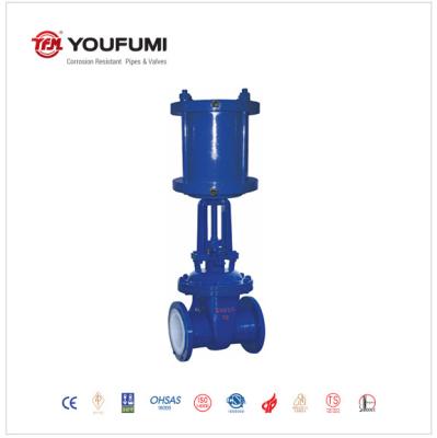 China ANSI Standard PTFE Lined Gate Valve With Pneumatic Actuator Casting Steel for sale