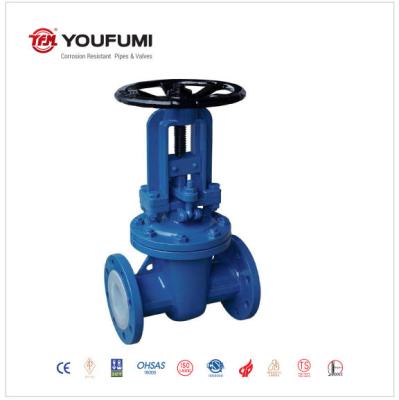 China Water Media PTFE Lined Gate Valve Standard 100mm With Extended Stem for sale