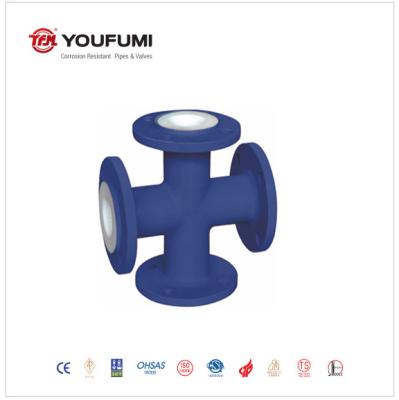 China Tee Shape PTFE Lined Pipe Fittings ASTMF 1545 Stainless Steel material for sale