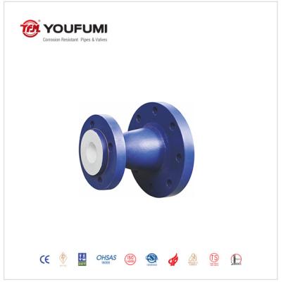 China Plastic PTFE Lined Pipe Fittings Concentric Reducer Type Pharmaceutical use for sale