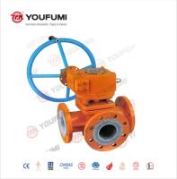 China Anticorrosion PFA 3 Flanged Plug Valve , Worm Gear Operated Plug Valve for sale