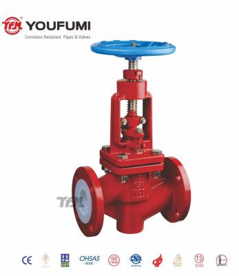 China DIN Standard WCB PFA Lined Globe Valve Through Way For Organic Chemical for sale