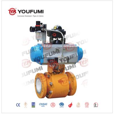 China Anti Abrasive Ceramic Valve PTFE Lined Ball Type Food Use For Solid Particles for sale