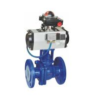China PFA Lined SS Double Flange Ball Valve Pneumatic Actuator ANSI Standard for sale