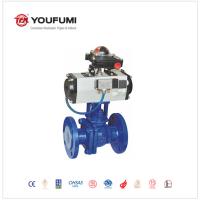 China PFA Lined SS Double Flange Ball Valve Pneumatic Actuator ANSI Standard for sale