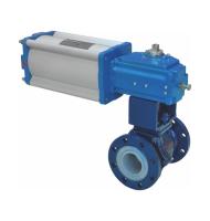 China PTFE/PFA/FEP/PP DN80 PN16 Lined Pneumatic V-Type Adjusting Ball Valve for sale