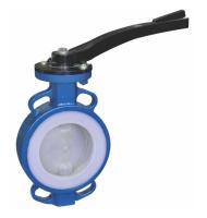 China Corrosion Proof  CF8 PTFE Lined Butterfly Valve Wafer Type For Sea Water for sale