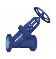 China Y Type PFA Lined Globe Valve PN10 Casting material Chemical Fluid Solution Use for sale