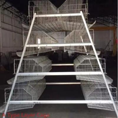 China 3-4 Tier A Type Layer Cage System Hot Galvanized Steel Cage For Layers Chickens for sale