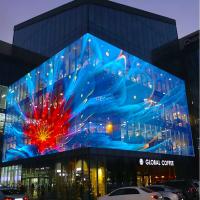 China P3.91-7.8 Indoor Mesh Full Color Led Video Screen Transparent Glass 3D LED Display Video Wall Digital Signage Transparent LED Di for sale