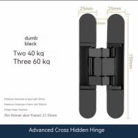 China 5mm Drilling Hole Satin Nickel Heavy Duty Invisible Hinge Set 120kg Max Load for sale