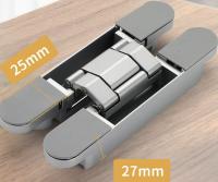 China Stainless Steel Heavy Duty Invisible Hinge 120kg Load 3D Adjustable for 18-22mm Doors for sale