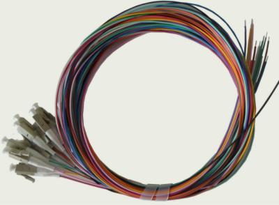 China 12 Color 900um SC LC Fiber Optic Pigtail Cable SM MM OM3 1m for sale