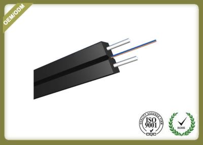 China Indoor 2 Core FTTH Fiber Optic Drop Cable Single Mode With Messenger Steel Wire for sale
