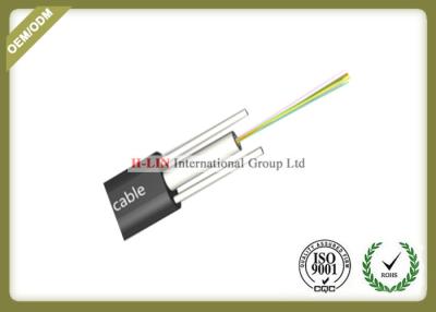 China Loose Tube FTTH Fiber Optic Cable 4 Core Two FRP Strength Members HDPE Jacket Outdoor for sale