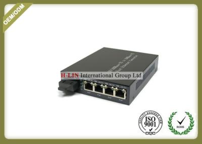 China 10/100M Single Fiber Optical Media Converter 1 SC Fiber Port 4 RJ-45 Ports for sale