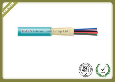 China Indoor OM3 GJFJV Fiber Optic Cable 4-12 Cores Aqua 50/125μm Tight Buffer for sale