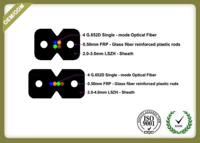 China 4 Core FTTH Fiber Optic Cable Single Mode GJXFH LSZH Jacket Indoor Optical Cable for sale