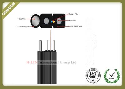 China FRP KFRP Strength Member FTTH Drop Cable 2 Core SM GJYXFCH 250m Black White Jacket for sale
