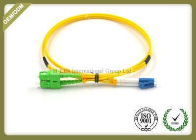 China LC UPC to SC APC Duplex Single Mode Fiber Patch Cable 9/125 OS2 OFNR 2m for sale