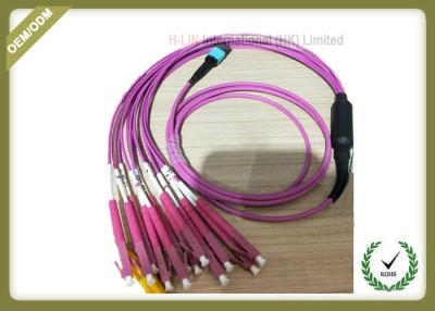 China MPO to LC Fiber Patch Cord Multimode OM1 12 Core Type A OFNR Riser Rated for sale