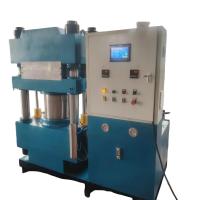 China 100 Ton Four Column Flat Vulcanizing Machine Cast Steel Base Two Working Layers Rubber Shoe Sole Hot Press Molding for sale