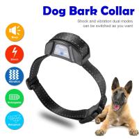 China Static Shock Vibration Beeper Dog Bark Collar Crescent Shaped Triple Mode Anti Bark Collar for sale