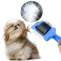 China Large Double Sided Pet Slicker Brush for Dogs Stainless Steel Pins 2 in 1 Grooming Undercoat Tool for sale