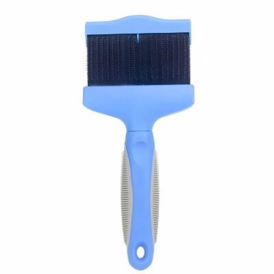 China Double Sided Pet Hair Trimmer Comb Brush Grooming Shedding Cleaning Comb Stainless Steel Pins 2 in 1 for sale