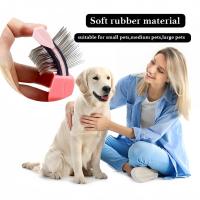 China Stainless Steel Double Sided Pet Shedding Comb Brush for Cat Dog Grooming 2 in 1 for sale