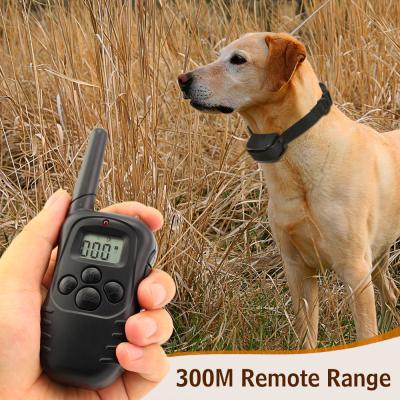 China Rainproof 300m Remote Pet Trainer Shock And Vibration Dog Collar With LCD Display for sale