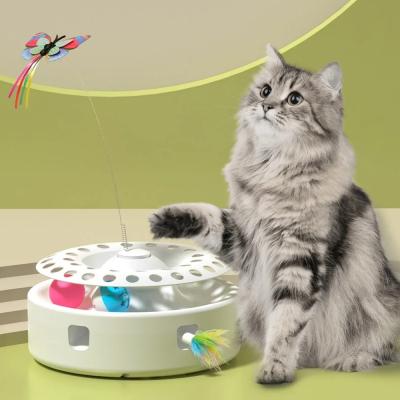 China Smart Automatic Pet Teaser Ball Three In One Feather Interactive Cat Toy for sale