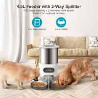 China 4.5L Smart Pet Feeder WiFi App Control Automatic Dog Cat Feeder Stainless Steel Bowl for sale