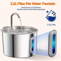 China 2.2L Stainless Steel Cat Water Fountain with Circulation Filter and Silent Pump for sale