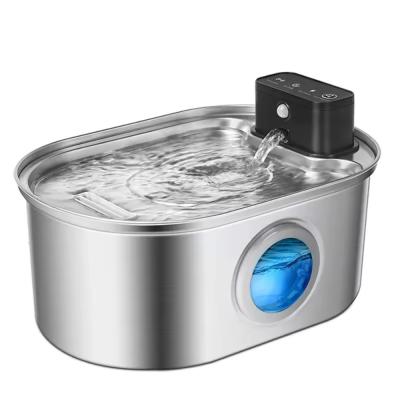 China 3.2L Stainless Steel Wireless Rechargeable Cat Fountain Automatic Dog Water Dispenser with Motion Sensor for sale