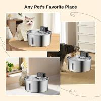 China 3.2L Stainless Steel Cordless Cat Water Fountain Rechargeable Pet Drinking Dispenser with Filter for sale