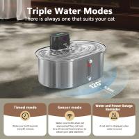 China 3.5L Stainless Steel Automatic Pet Water Fountain Rechargeable Cat Drinking Dispenser with LCD Display for sale