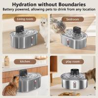 China 3.5L Stainless Steel Automatic Pet Water Fountain Rechargeable Cat Drinking Dispenser with LCD Display for sale
