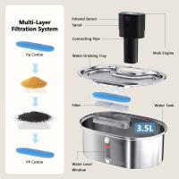 China 3.5L Stainless Steel Automatic Pet Water Fountain Rechargeable Cat Drinking Dispenser with LCD Display for sale