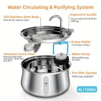 China Large Capacity Pet Water Fountain Automatic Stainless Steel Cat Drinking Dispenser for sale