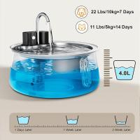 China 304 Stainless Steel Wireless Cat Water Fountain 4L Rechargeable Pet Water Dispenser for sale