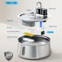 China 304 Stainless Steel Wireless Cat Water Fountain 4L Rechargeable Pet Water Dispenser for sale