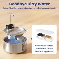 China 304 Stainless Steel Wireless Cat Water Fountain 4L Rechargeable Pet Water Dispenser for sale